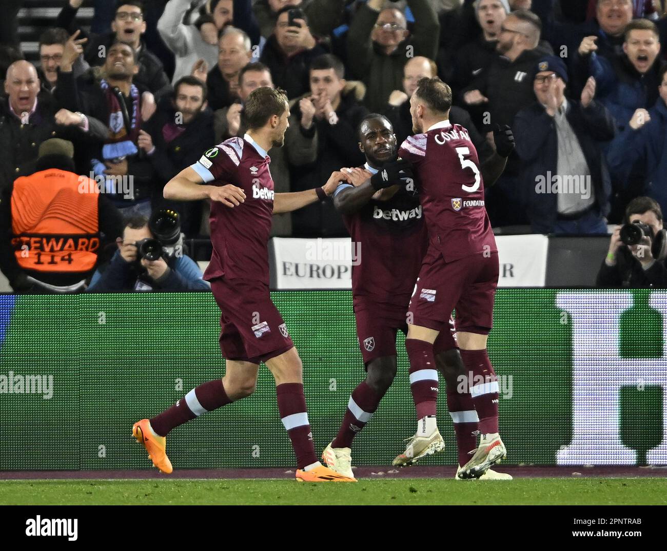 London, UK. 20th Apr, 2023. GOAL. Scorer of the first West Ham goal ...