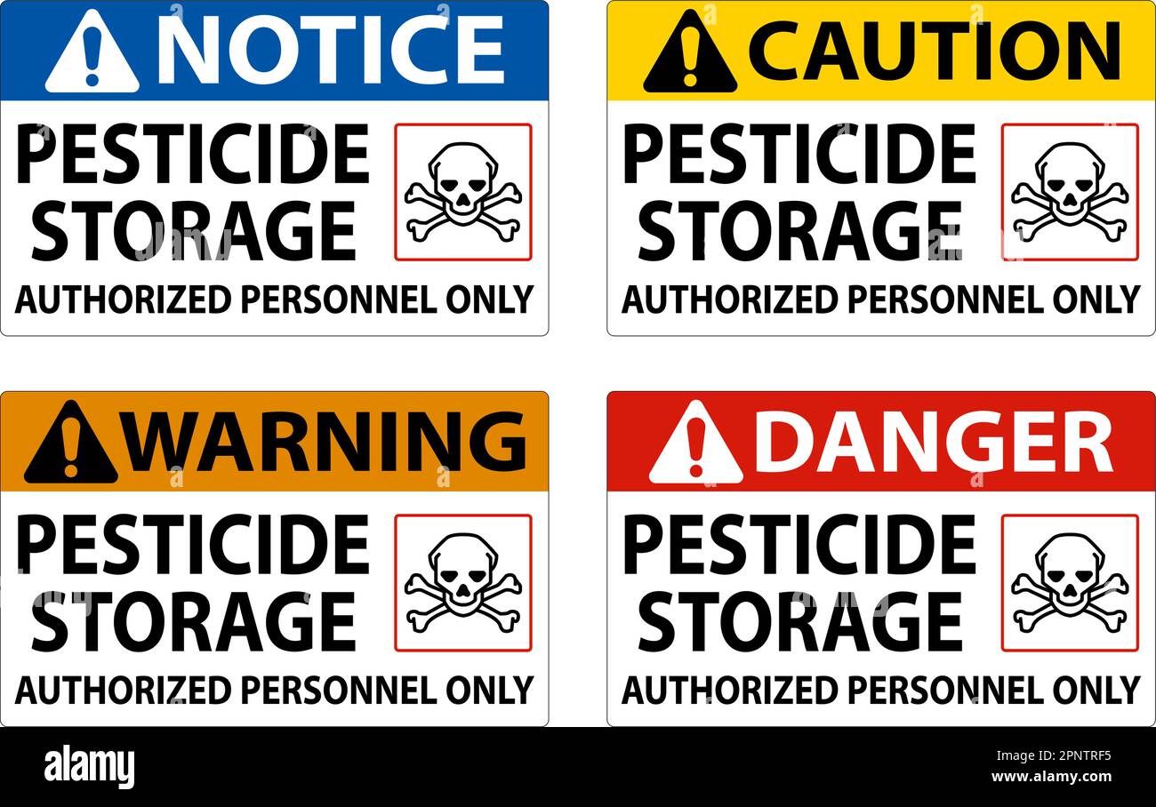 Pesticide Storage Authorized Only Sign On White Background Stock Vector ...