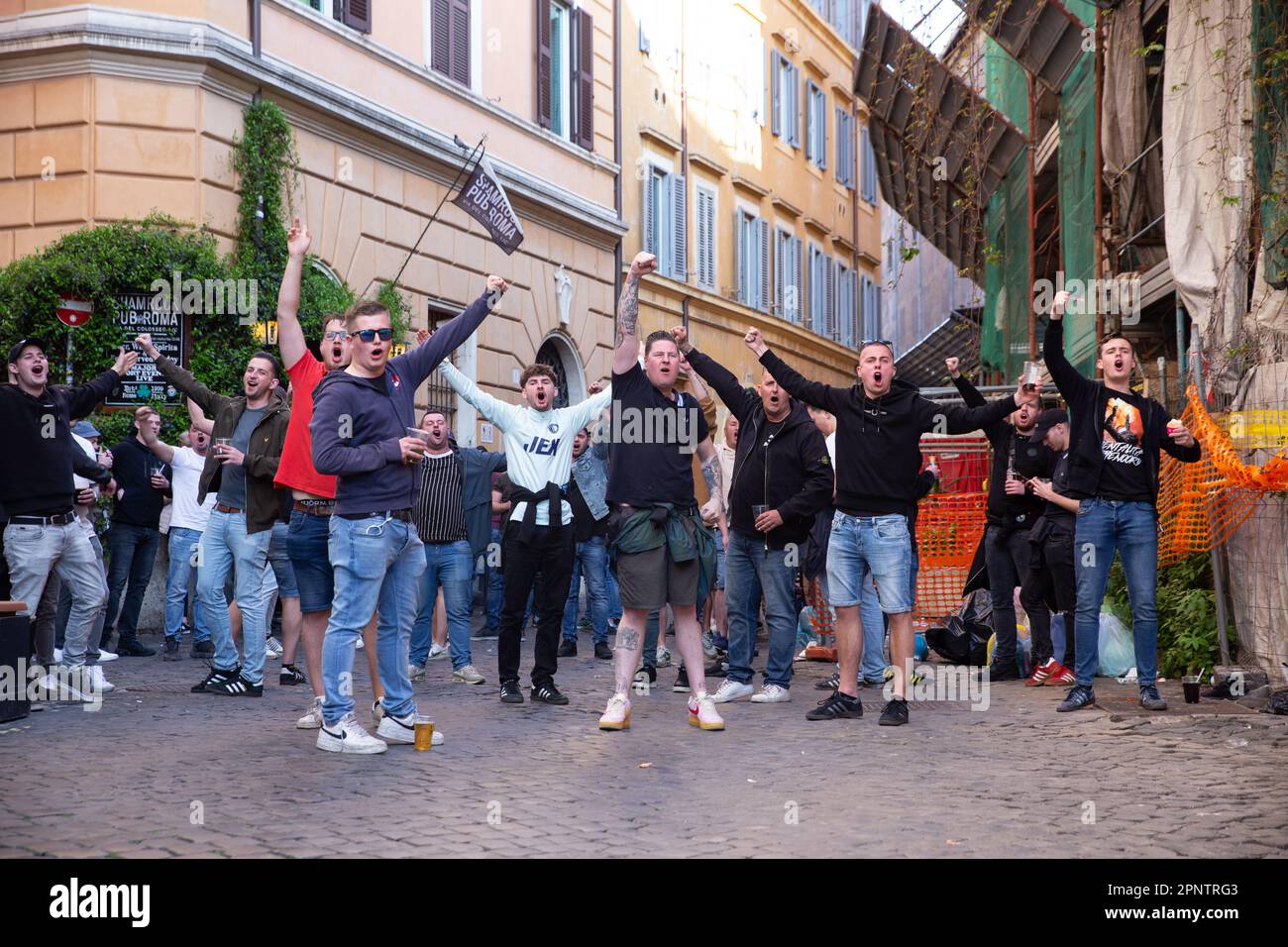 Rome, Italy. 20th Apr, 2023. Supporters of Dutch football club ...