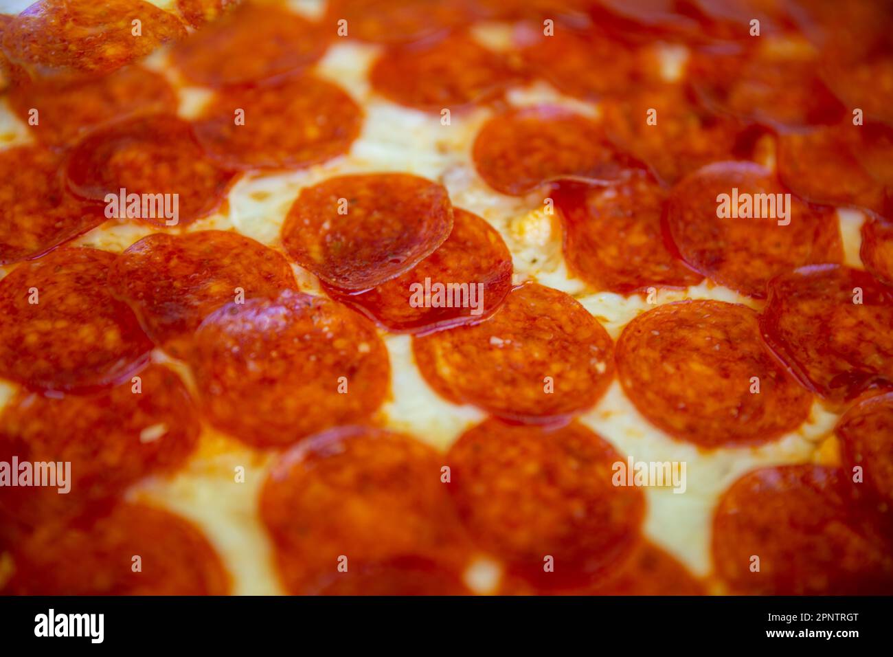 Close up on Pepperoni Pizza just cooked Stock Photo - Alamy