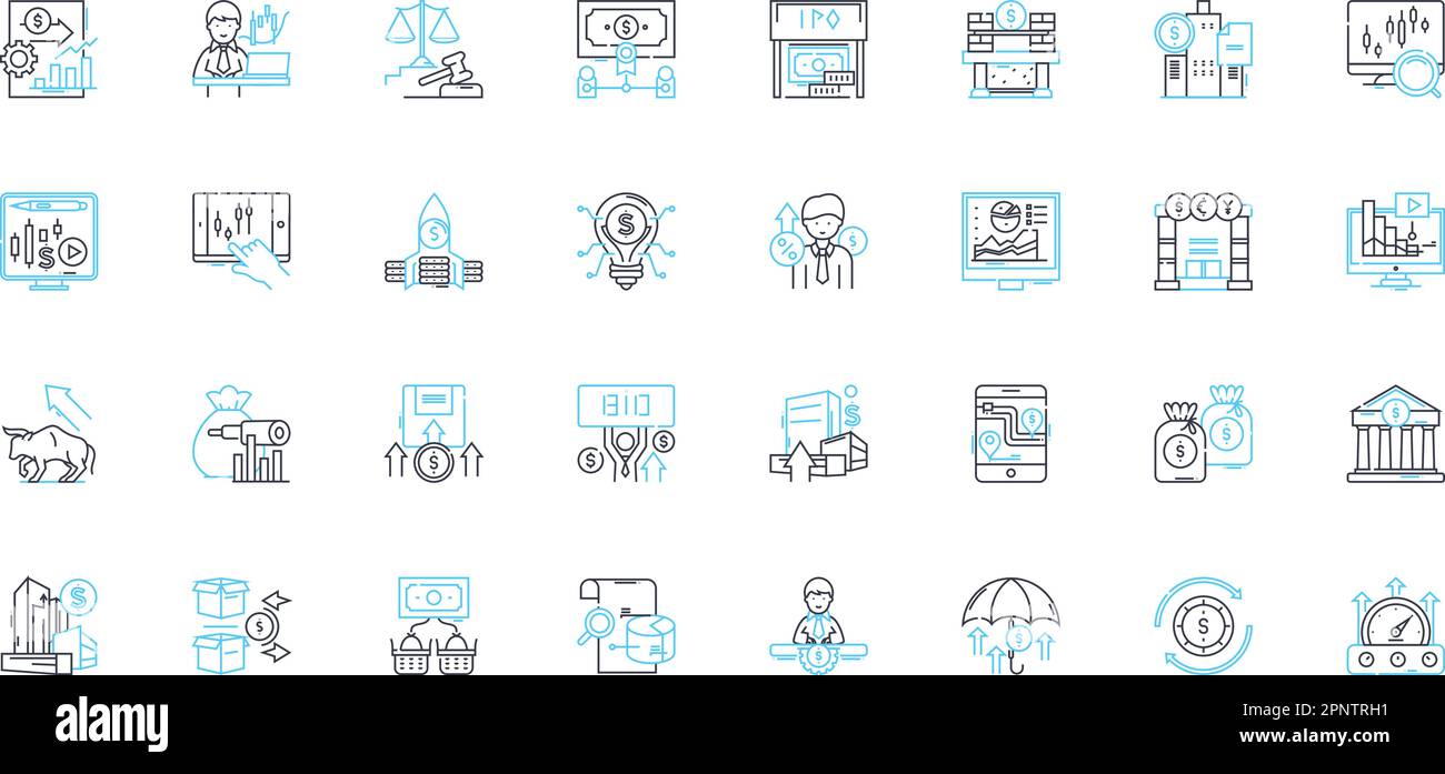 Risk metrics linear icons set. Probability, Volatility, Correlation ...