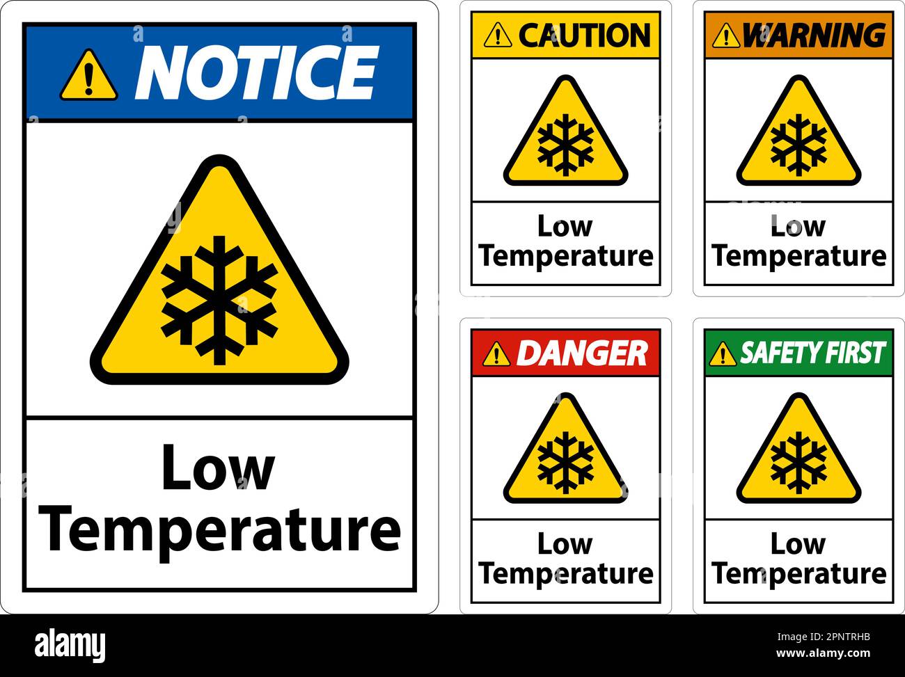 Caution Low temperature symbol and text safety sign Stock Vector Image ...