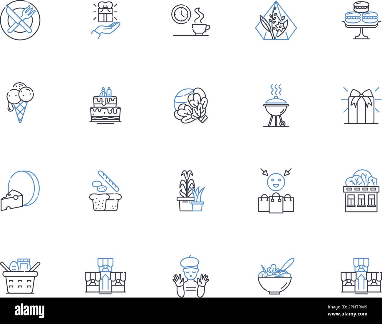 Cupcake Cafe Line Icons Collection Sweet Dessert Bakery Sugar