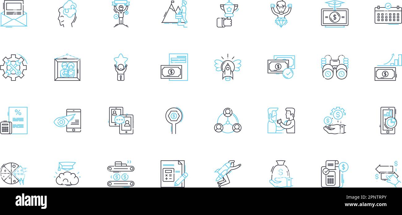 Online financing linear icons set. Digital, Instant, Secure, Convenient ...