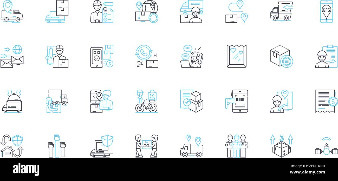 Speedy shipping linear icons set. Swift, Expedited, Fast, Quick, Rapid ...