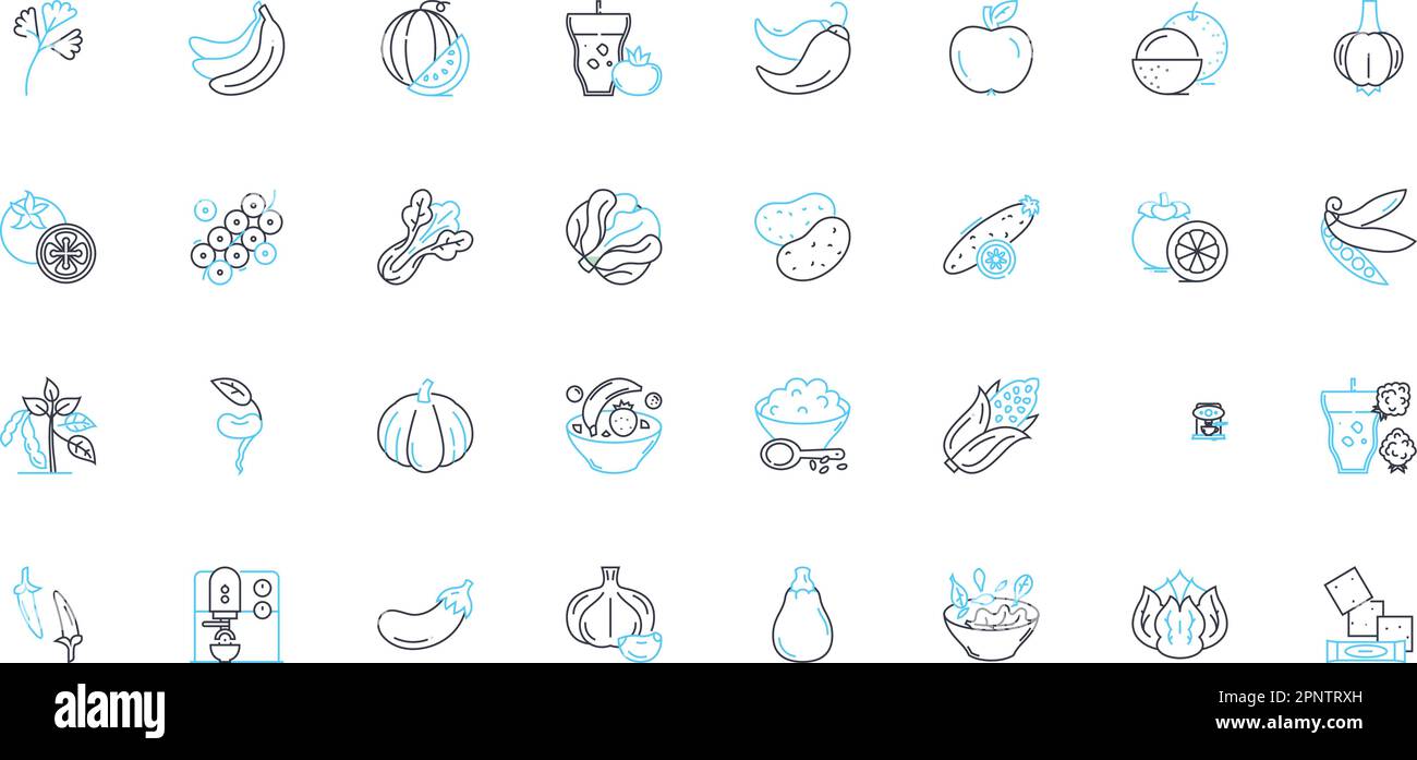 Solid fitness linear icons set. Strong, Endurance, Power, Stamina ...