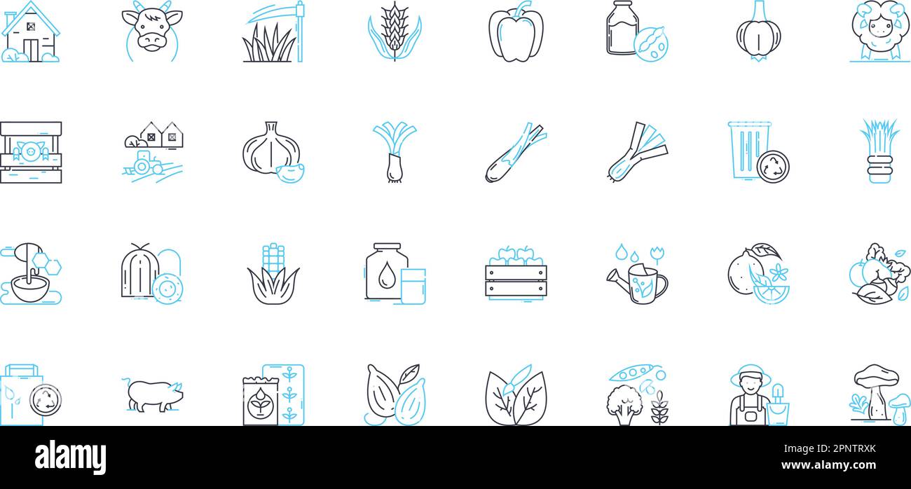 Organic cultivation linear icons set. Soil, Fertilizer, Compost ...