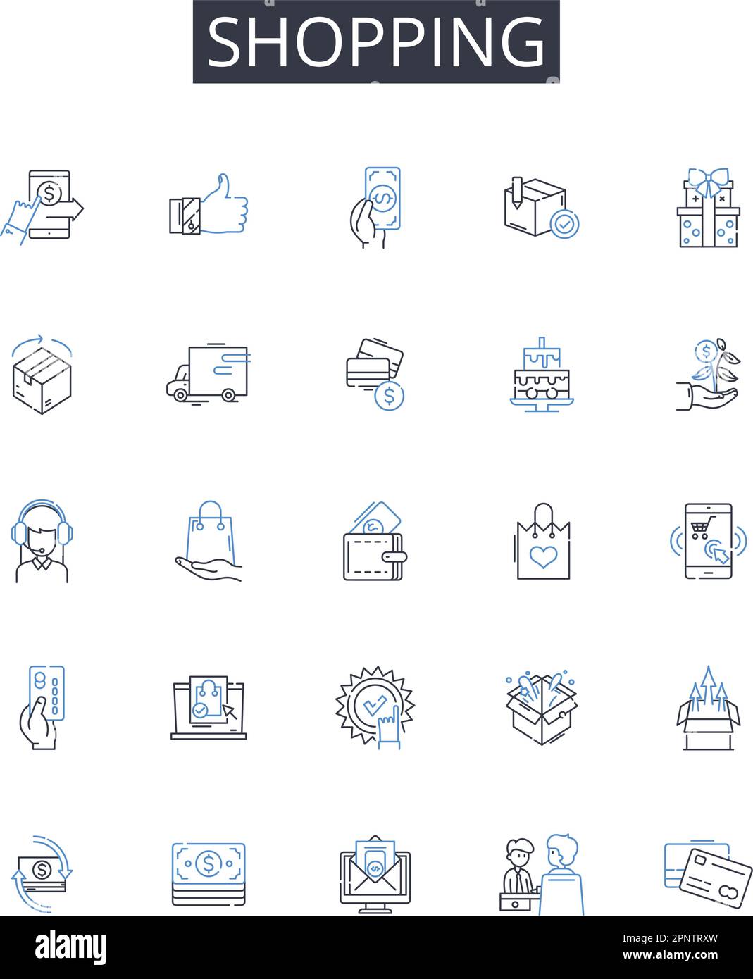 Shopping line icons collection. Budgeting, Accounting, Finances ...