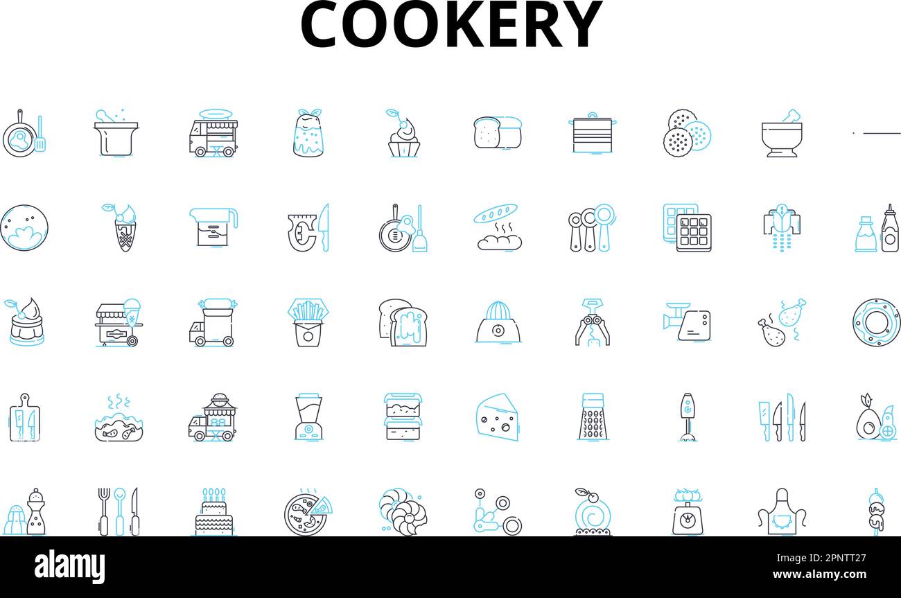 Cookery linear icons set. Spices, Recipe, Flavors, Baking, Seasoning ...