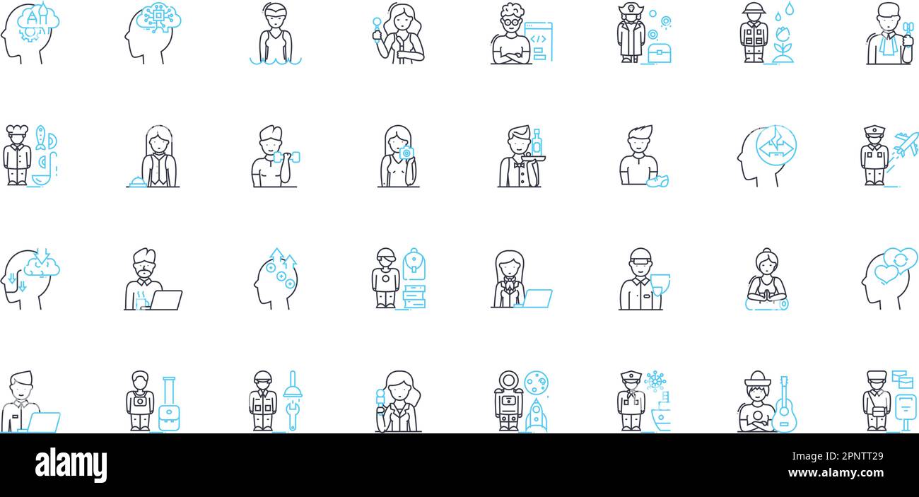 Psychiatry linear icons set. Anxiety, Depression, Schizophrenia ...