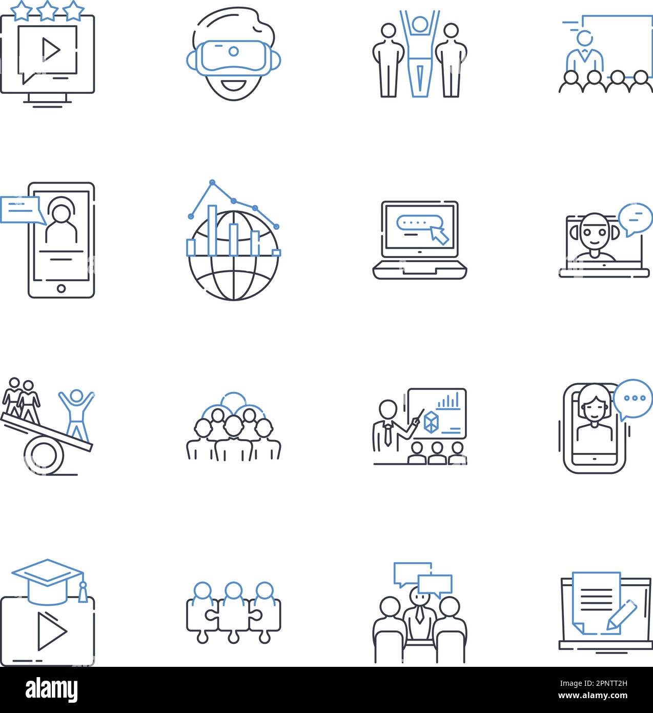 Team players line icons collection. ollaborative, Synergy, Cohesive ...