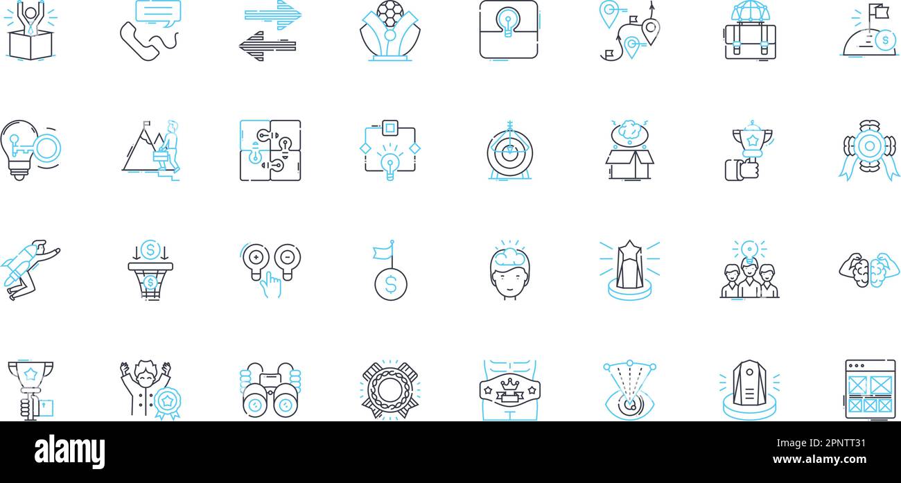 Professional growth linear icons set. Advancement, Development, Mastery ...