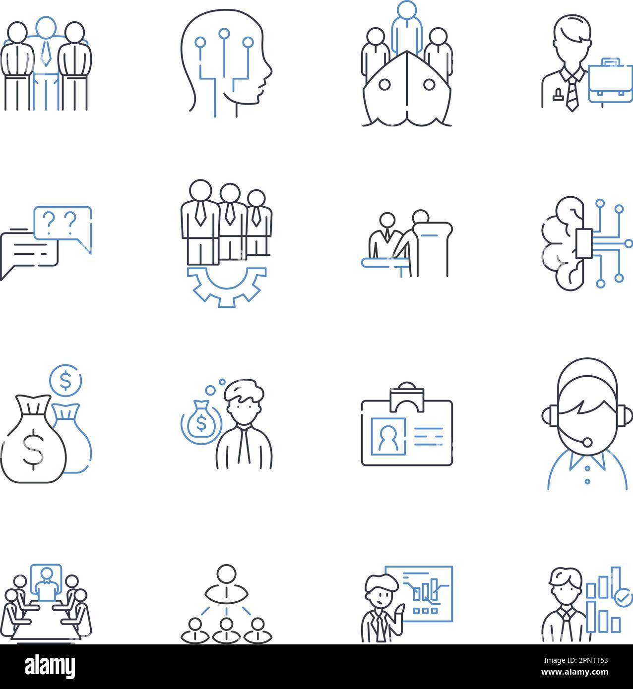 Career guidance line icons collection. Assessment, Planning, Exploration, Mentoring, Nerking ...
