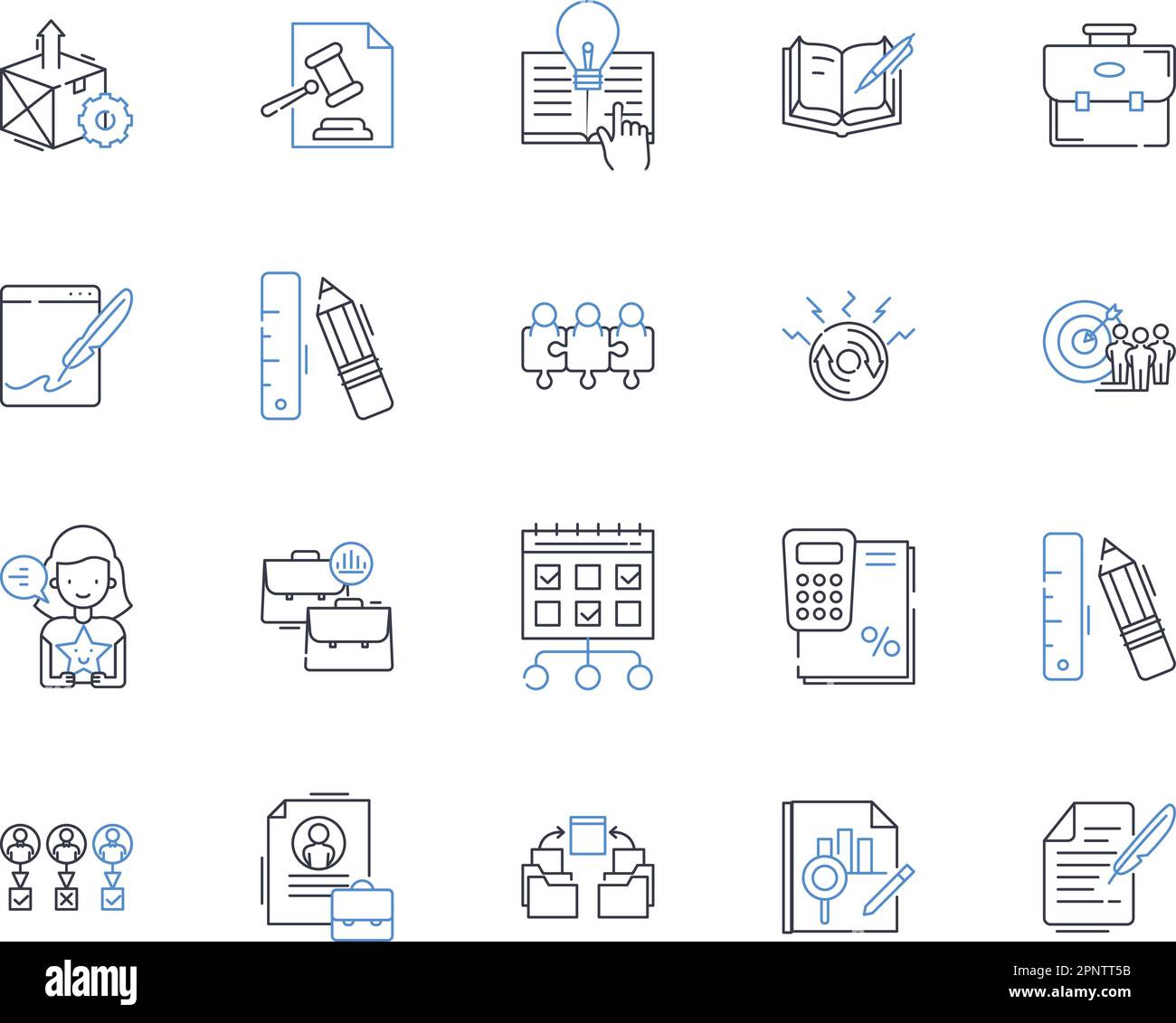 Task And Project Line Icons Collection Organization Collaboration Planning Management