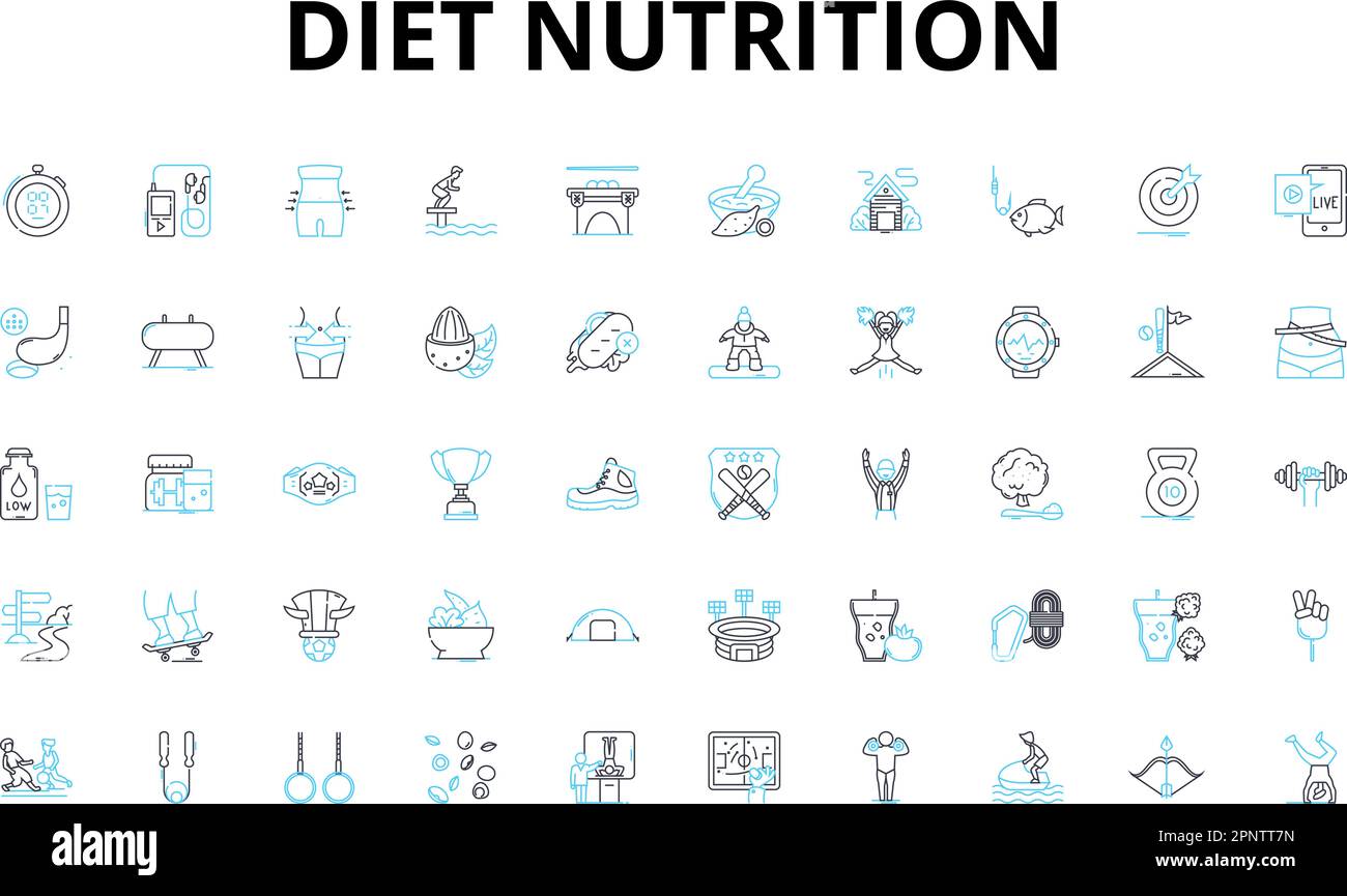 Diet nutrition linear icons set. Protein, Carbohydrates, Minerals ...