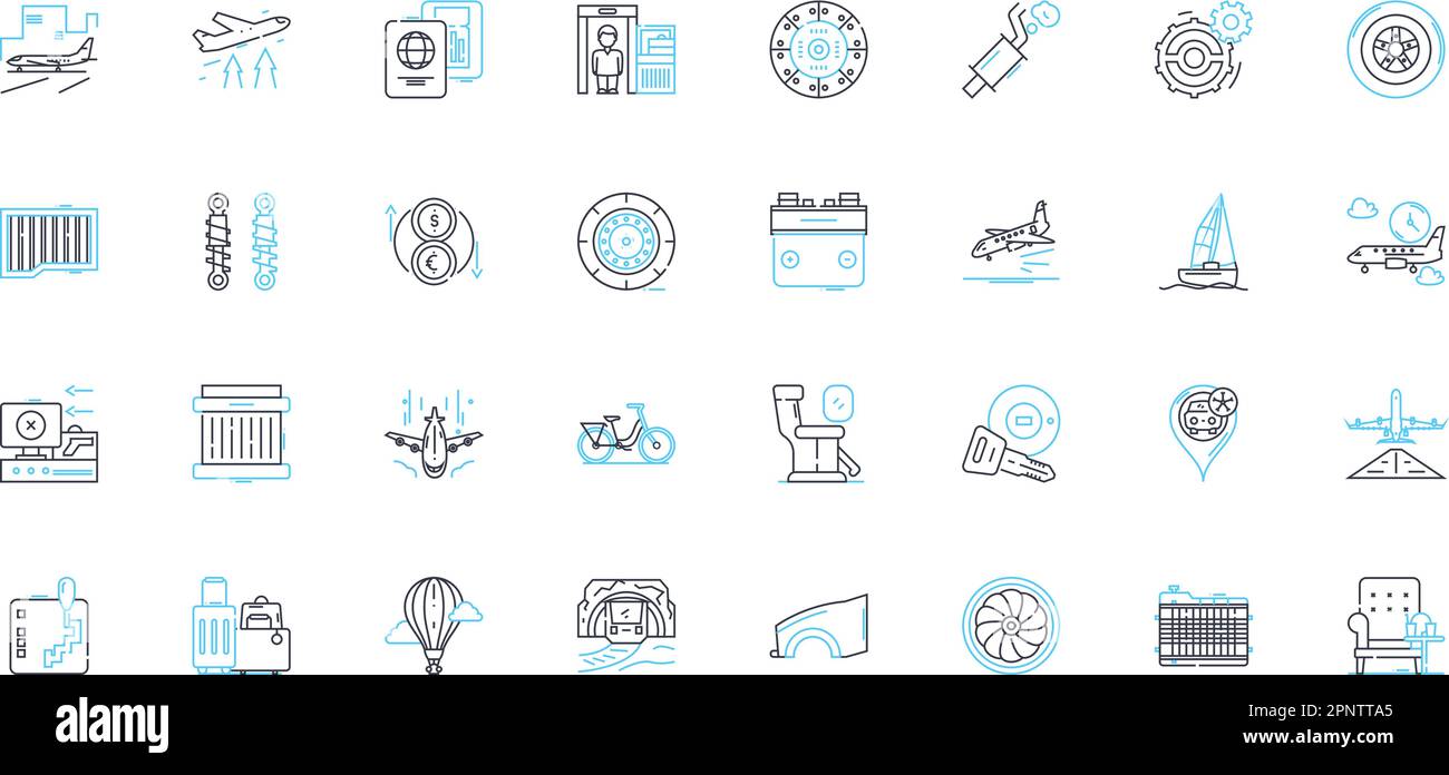 Pilot linear icons set. Aviator, Cockpit, Flight, Navigation, Aircraft ...