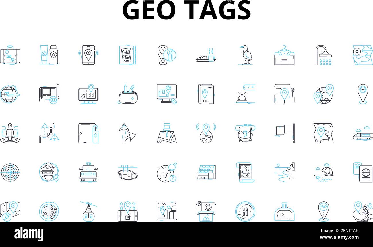 Geo Tags Linear Icons Set Latitude Longitude Coordinates Location Maps Finding Direction