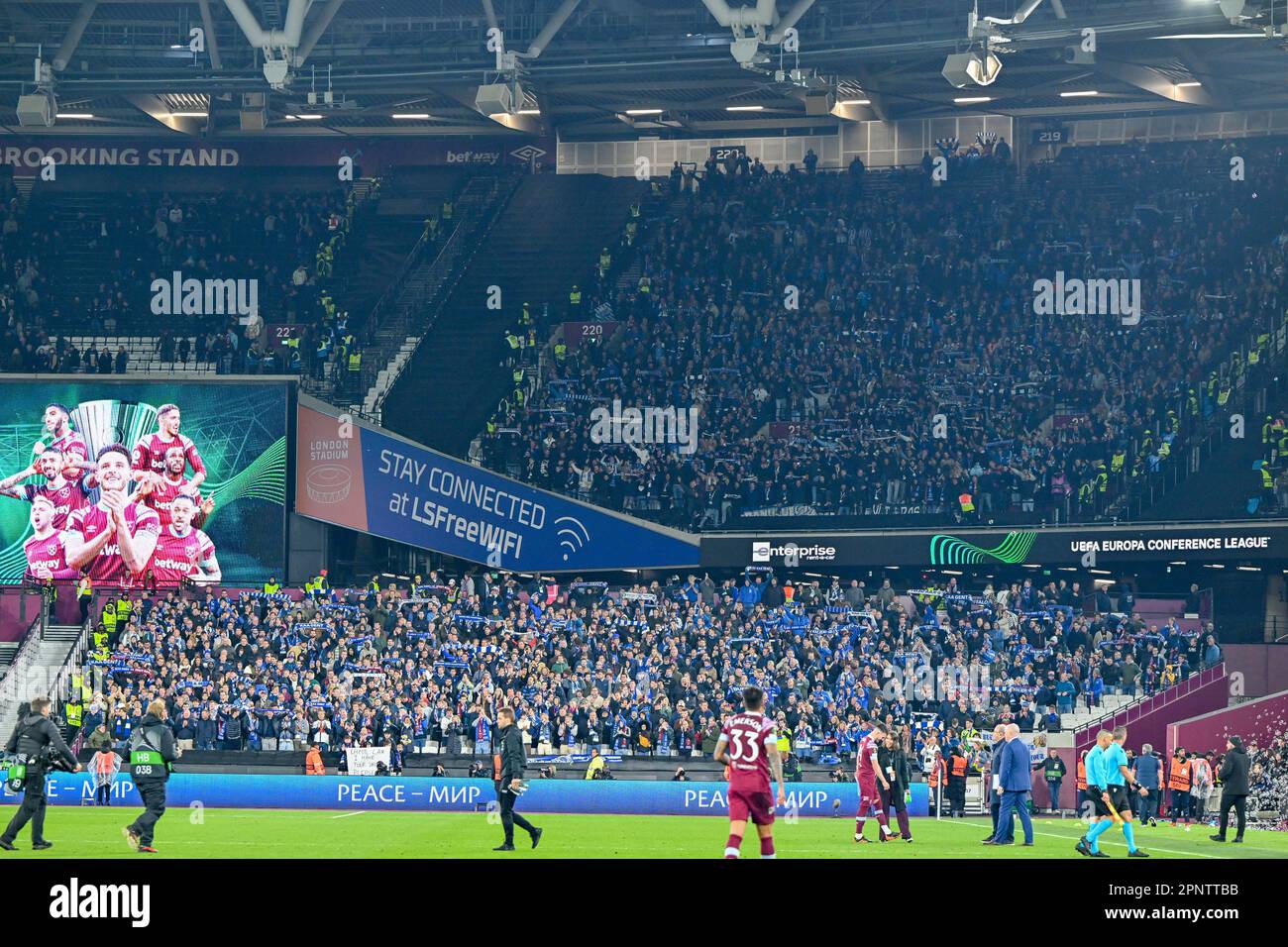 London, UK. 20th April 2023. Fans and supporters of Gent pictured after ...