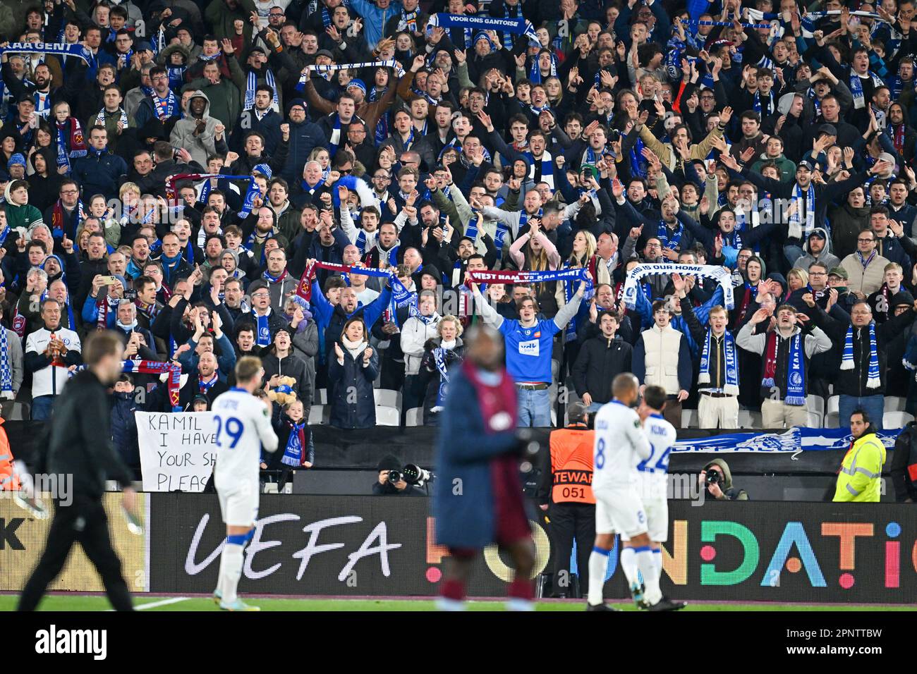 London, UK. 20th April 2023. Fans and supporters of Gent pictured after ...