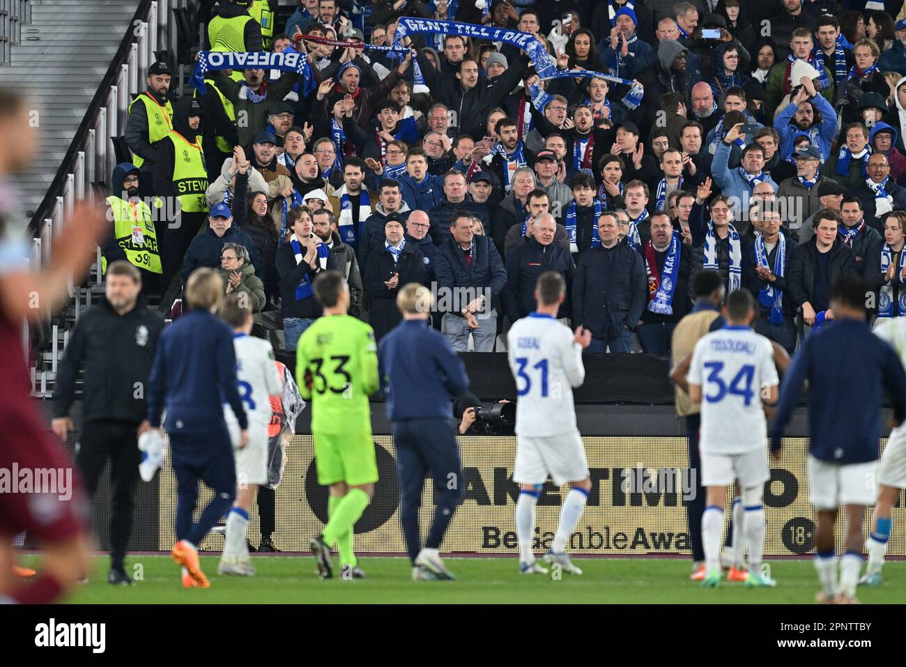 London, UK. 20th April 2023. Fans and supporters of Gent pictured after ...