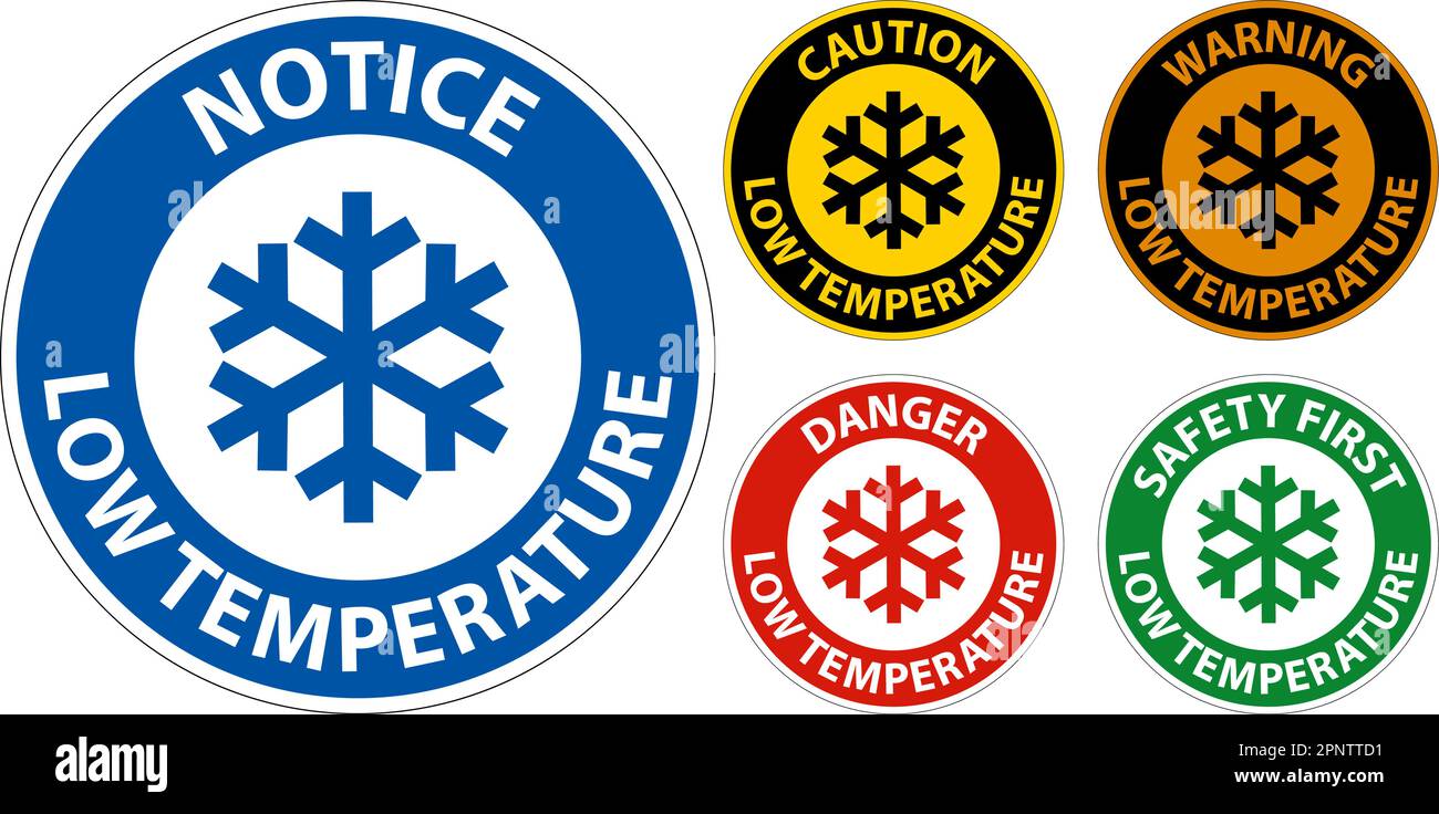 Caution Low temperature symbol and text safety sign Stock Vector Image ...