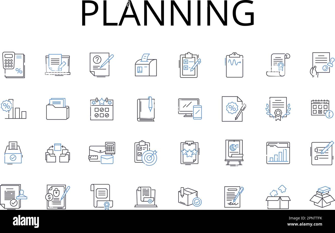 Planning line icons collection. Preparing, Organizing, Scheduling ...