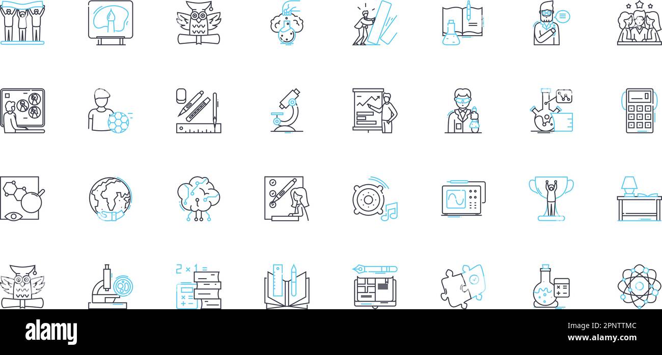 School linear icons set. Education, Learning, Teaching, Students, Curriculum, Knowledge ...