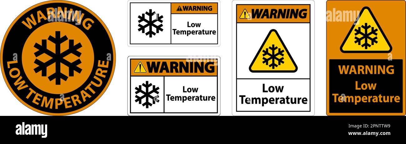 Warning Low temperature symbol and text safety sign Stock Vector Image ...