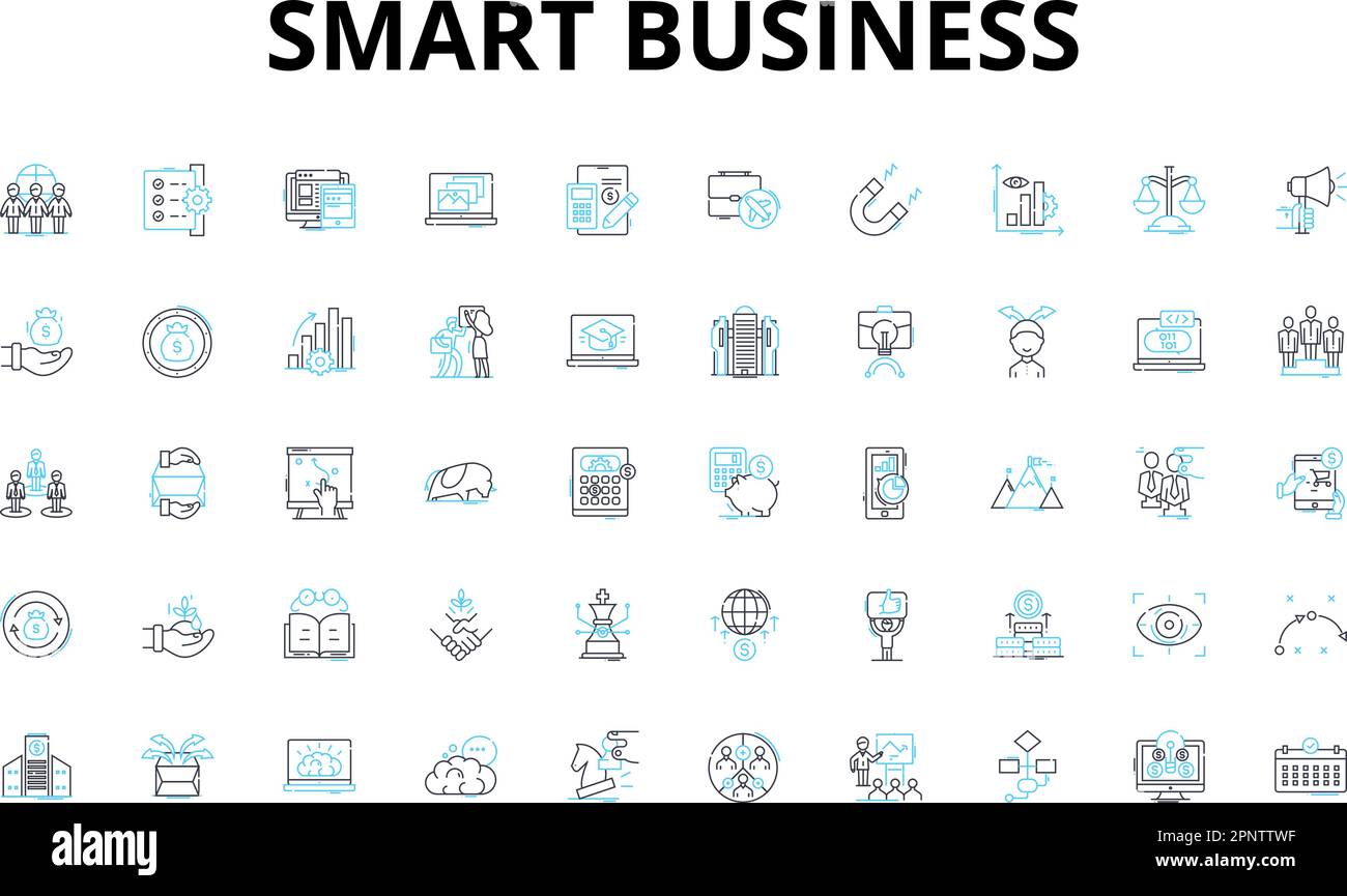 Smart business linear icons set. Innovation, Efficiency, Strategy ...