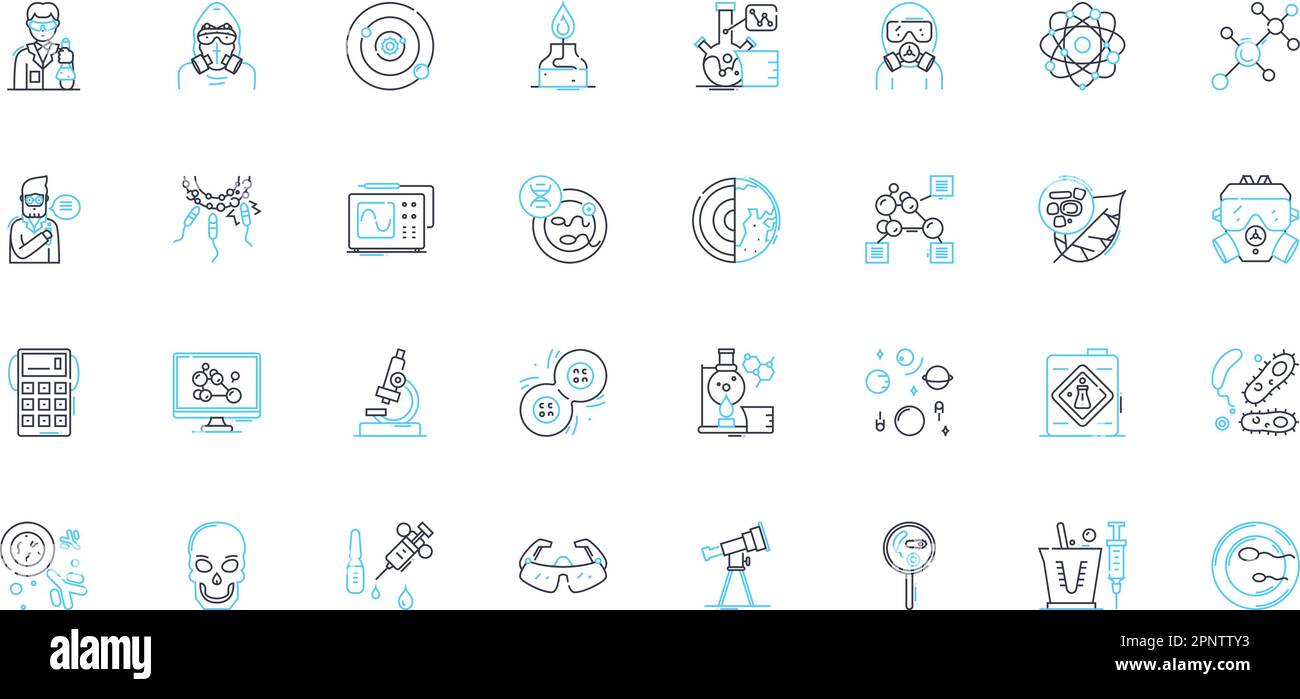 Nanotechnology linear icons set. Nanoparticles, Nanomaterials ...