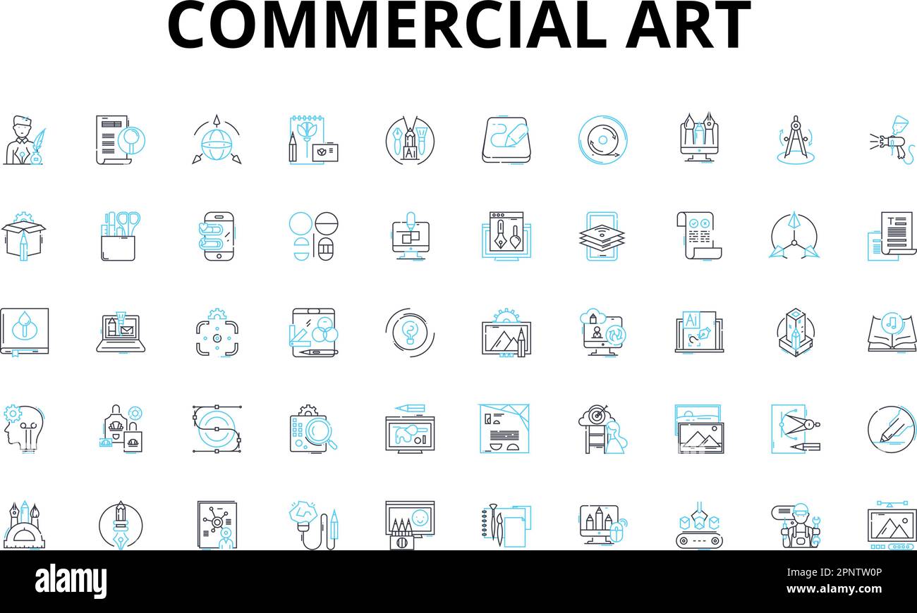 Commercial art linear icons set. Aesthetics, Creativity, Design ...