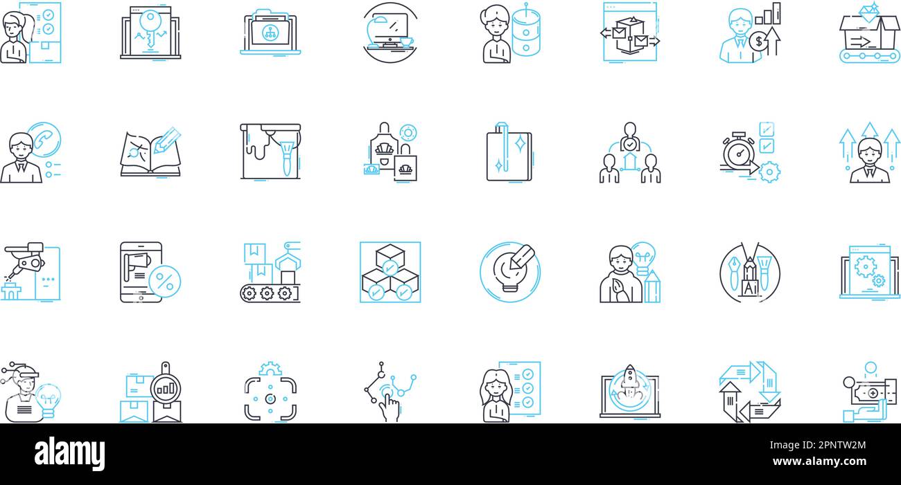 Time tracking linear icons set. Efficiency, Productivity, Clocking ...