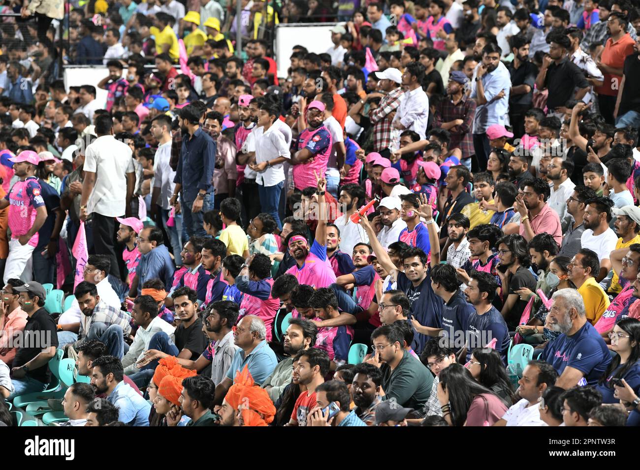 Jaipur, India. 19th Apr, 2023. Fans enjoying the Indian Premier League ...