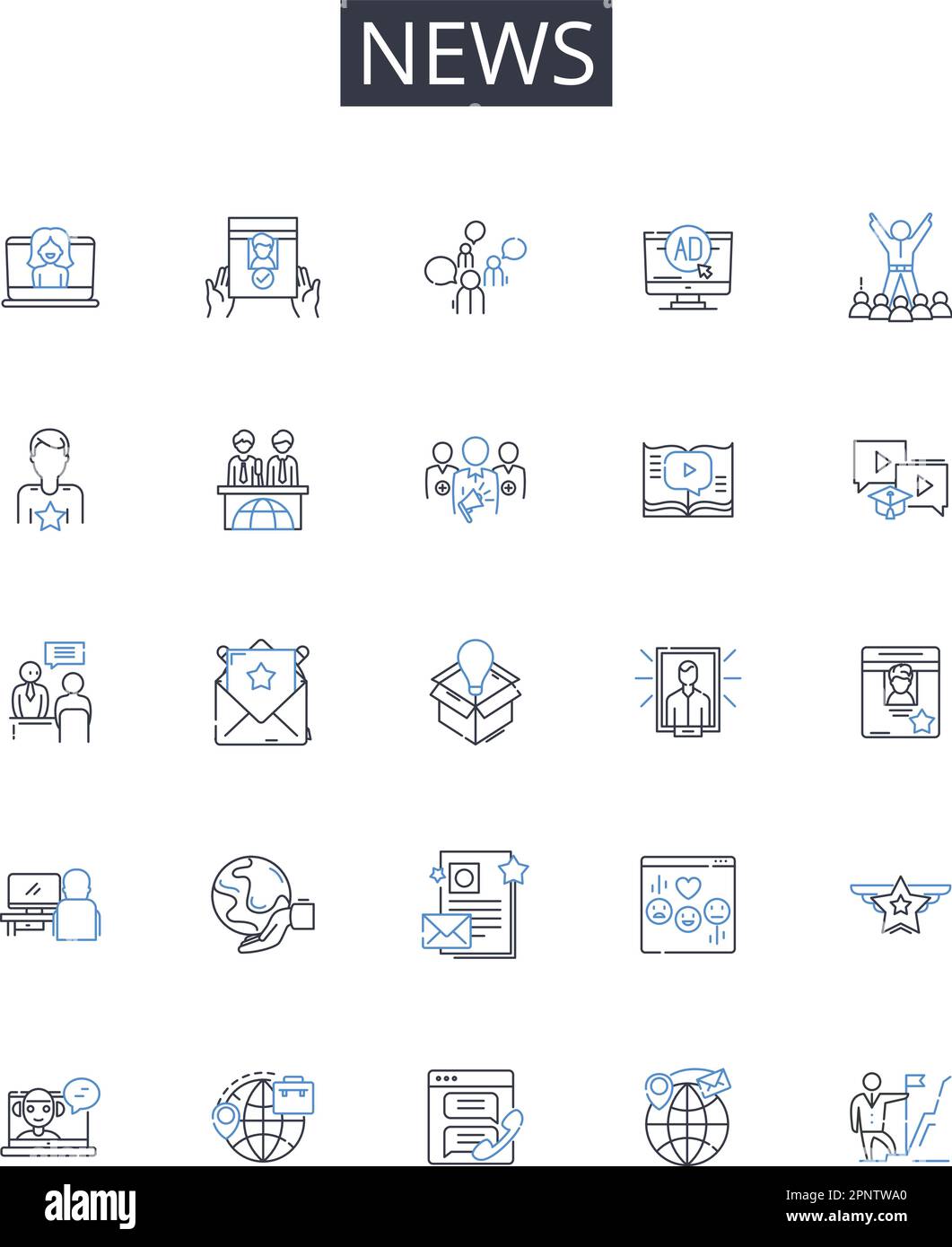 News line icons collection. Information, Intelligence, Update, Bulletin ...