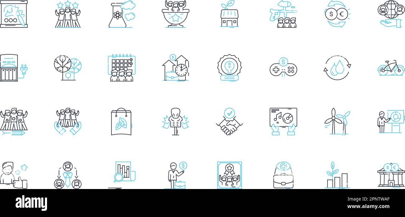 Universal Linkage Linear Icons Set Connectivity Compatibility Versatility Interconnectivity