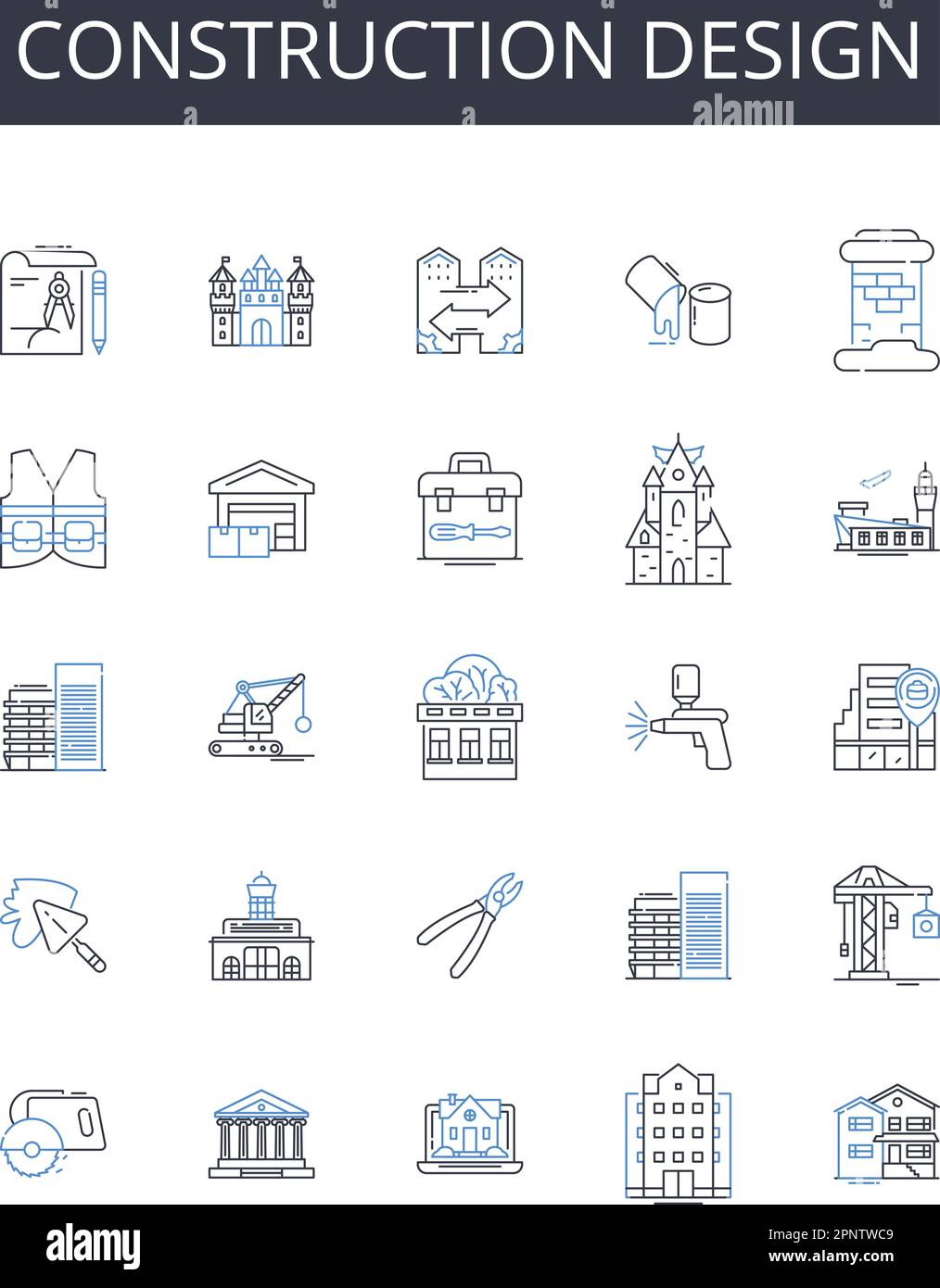 Construction design line icons collection. Building planning ... Construction design line icons collection. Building planning ...