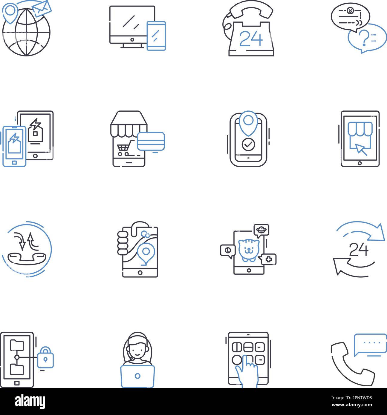 Blackberry line icons collection. Smartph, Keyboard, Security ...