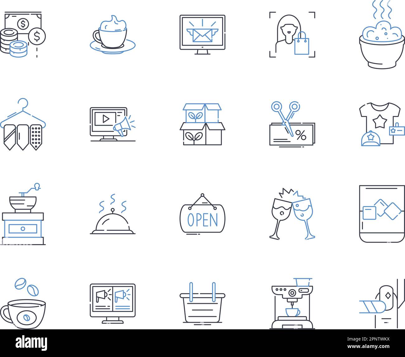 Supermarket line icons collection. Groceries, Aisles, Checkout ...