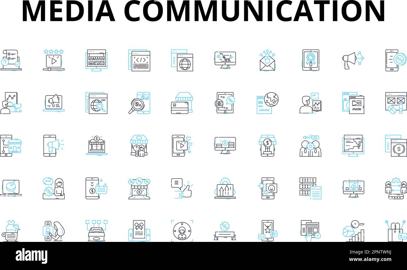 Media communication linear icons set. Broadcasting, Journalism ...
