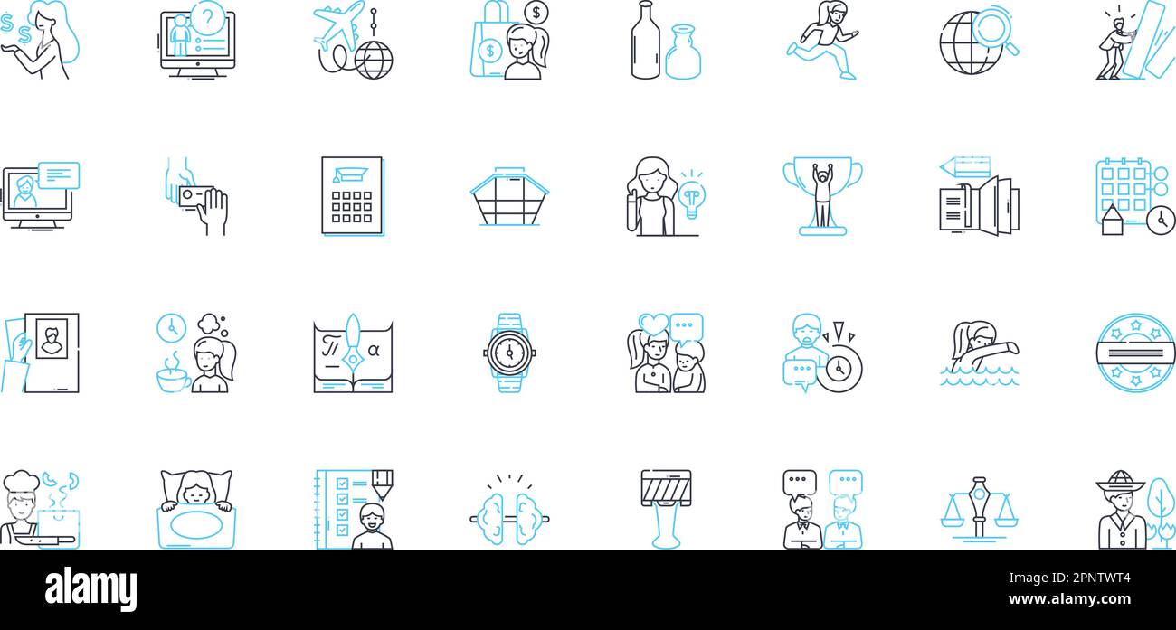 Writing instruments linear icons set. Pen, Pencil, Marker, Highlighter ...