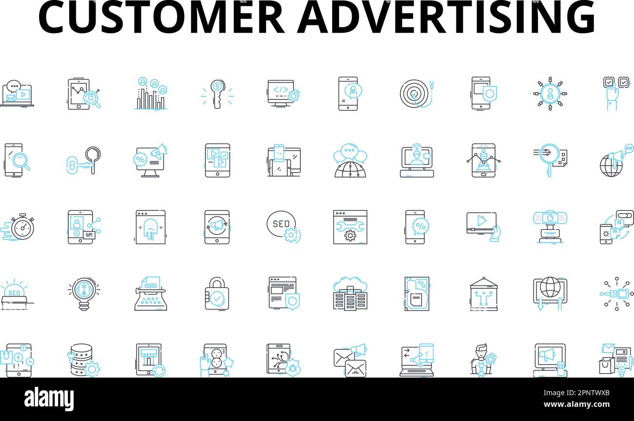 Customer Advertising Linear Icons Set Targeting Segmentation