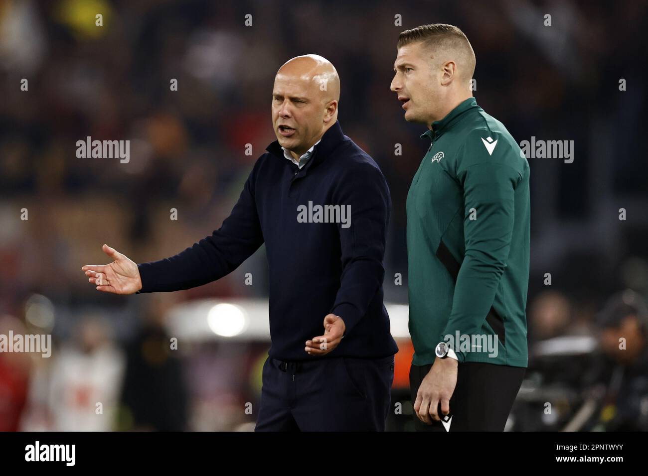 Rome, Italy. April 20, 2023. Feyenoord coach Arne Slot during the UEFA ...