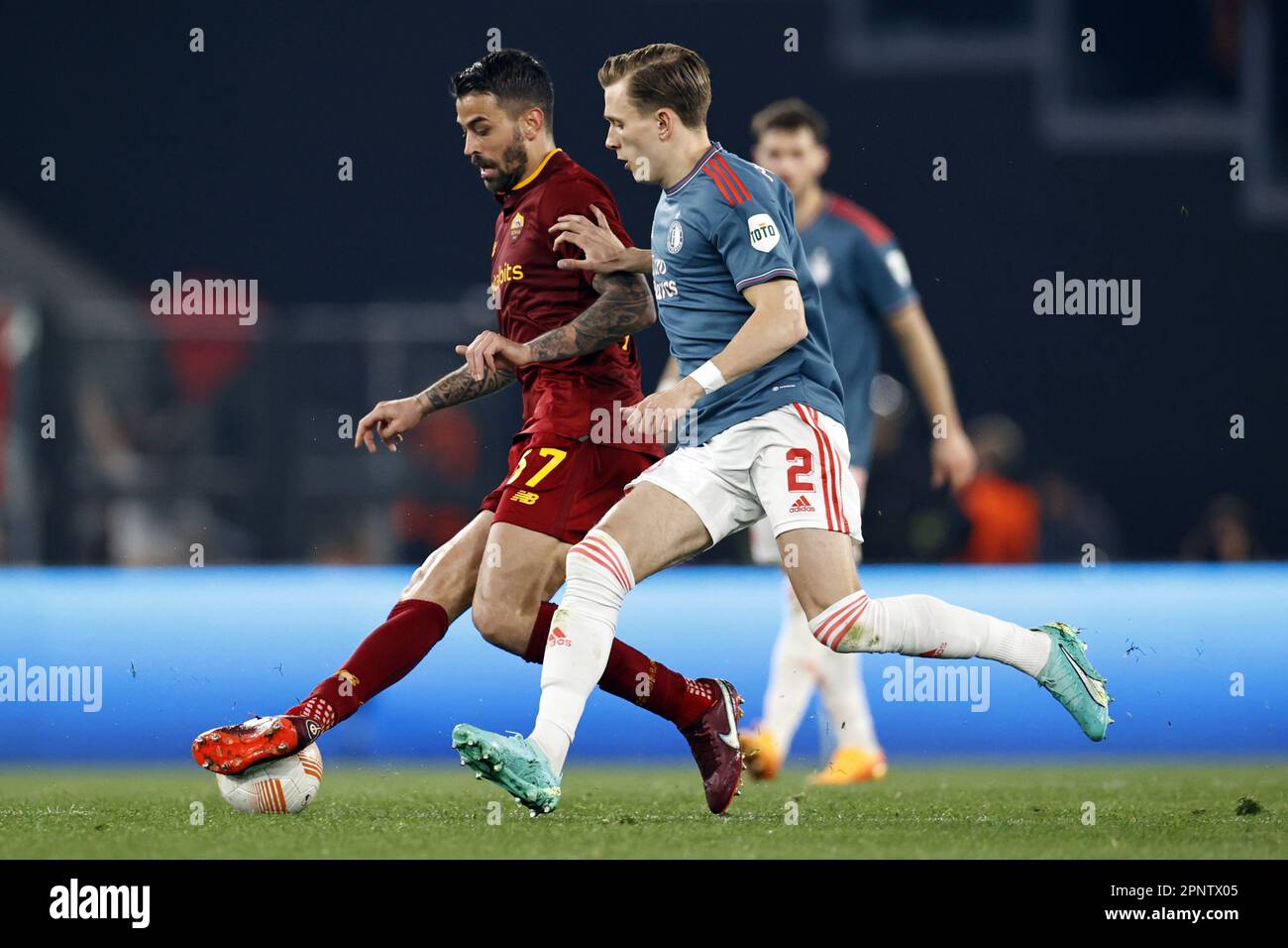 Rome, Italy. April 20, 2023. (l-r) Leonardo Spinazzola of AS Roma ...