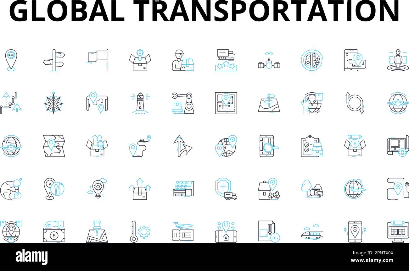 Global transportation linear icons set. Logistics, Shipping, Freight ...