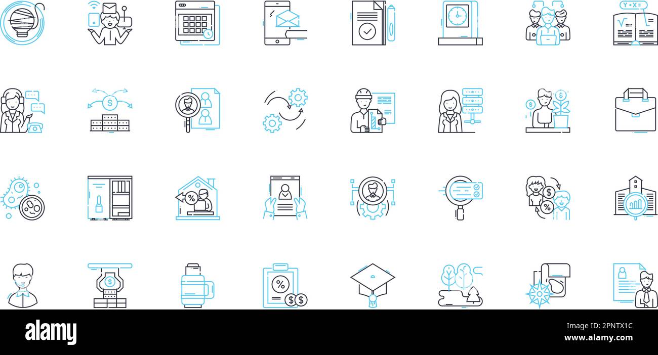 Teaching linear icons set. Inspiration, Communication, Motivation ...