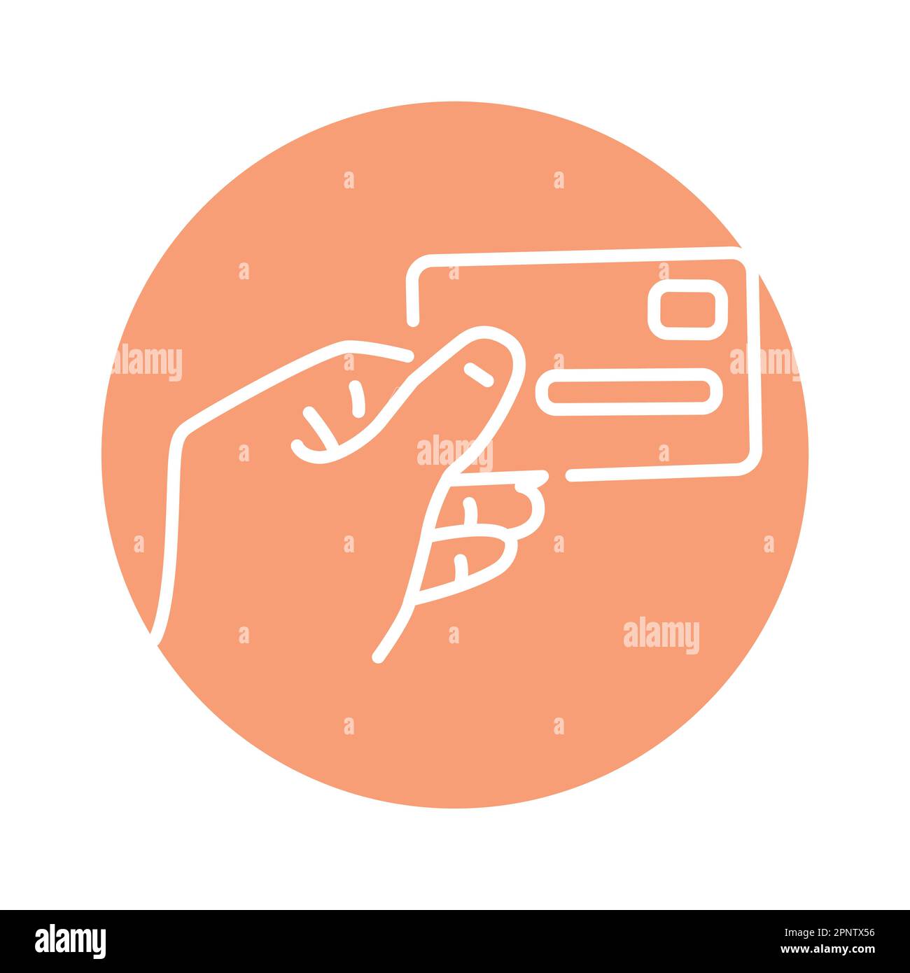 Hand holding a bank card color line icon. Pictogram for web page ...