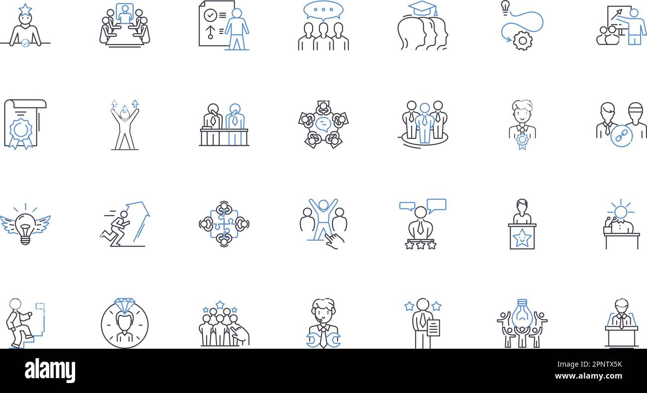 Senior leadership line icons collection. Authority, Experience ...