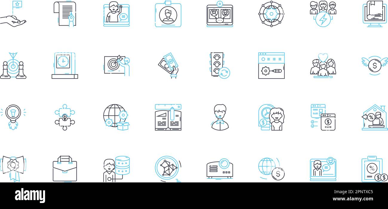 Organizational enterprise linear icons set. Efficiency, Collaboration ...