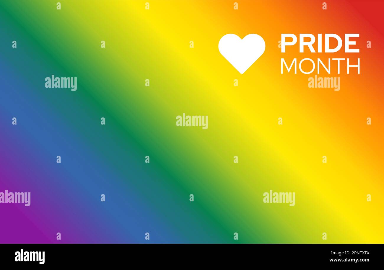 Pride Flag Gradient Background With Text Pride Month And Hearth Shape
