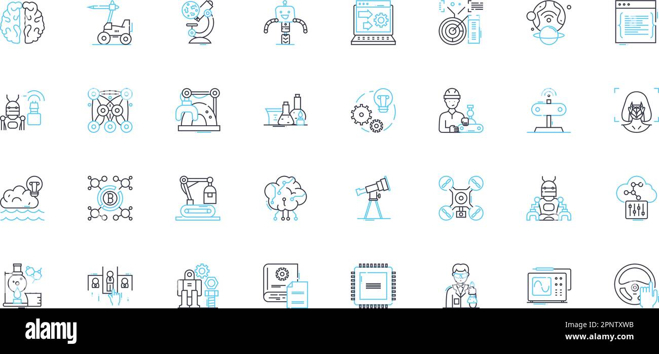 Technological devices linear icons set. Smartph, Tablet, Laptop ...